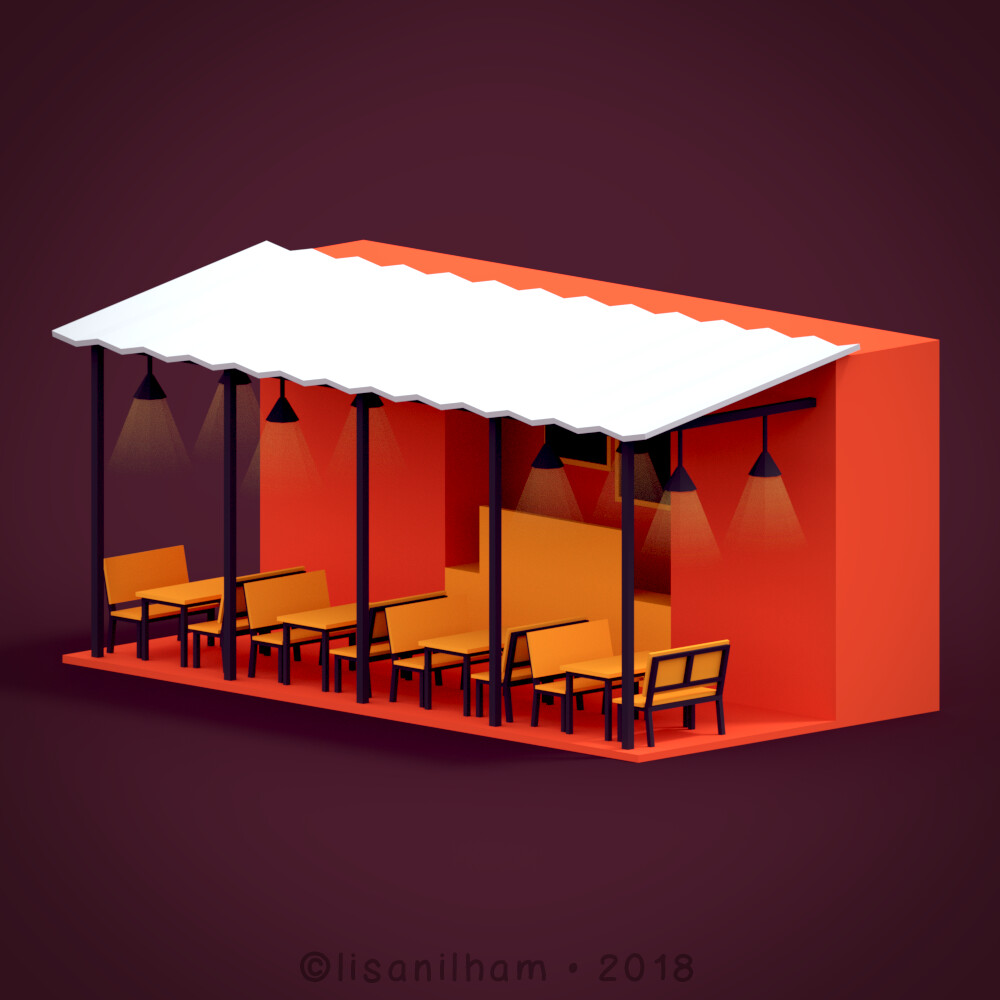 ArtStation - Rolag Cafe | 3D Isometric Cafe