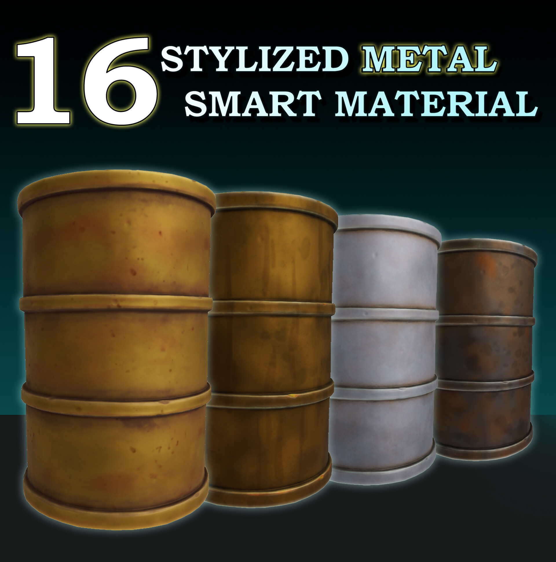 ArtStation - 16 Stylized Metal Smart Material Vol 02