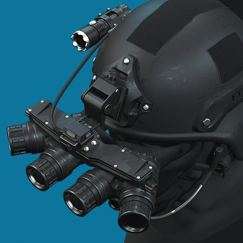 ArtStation - Military helmet with night vision goggles