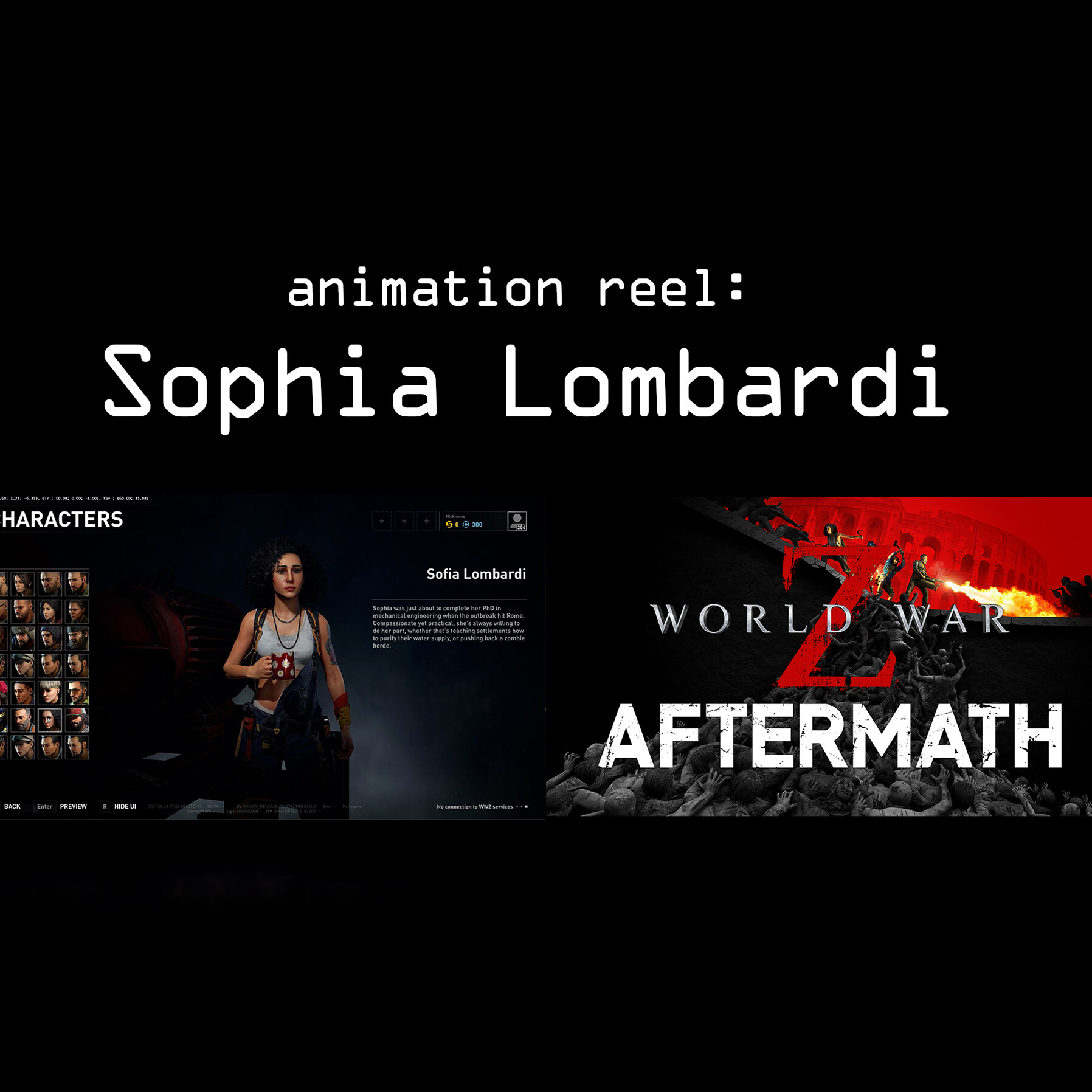 ArtStation - WWZ Aftermath animation: Sophia Lombardi (reel)