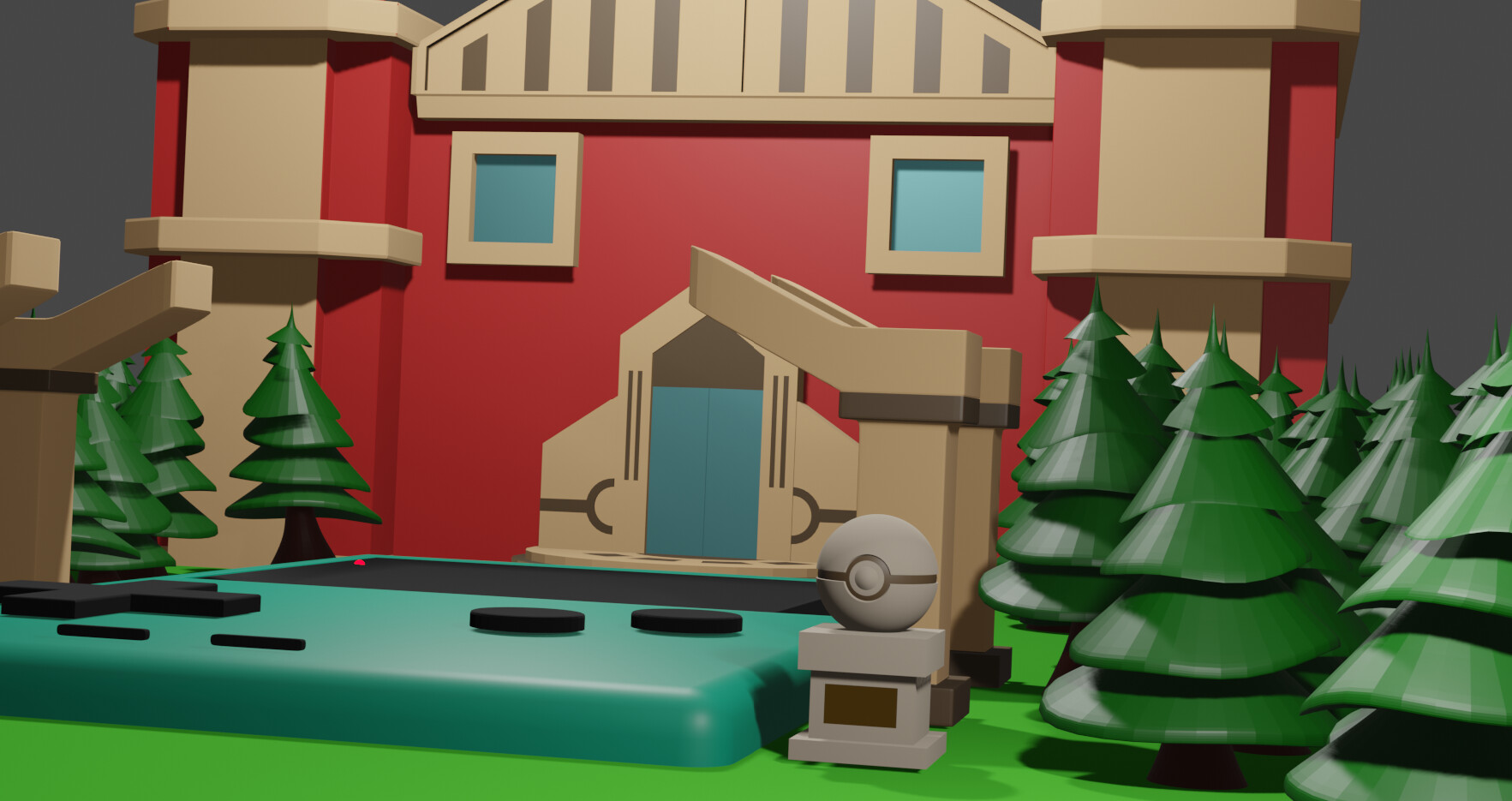 ArtStation - Low poly Gameboy's pokemon league