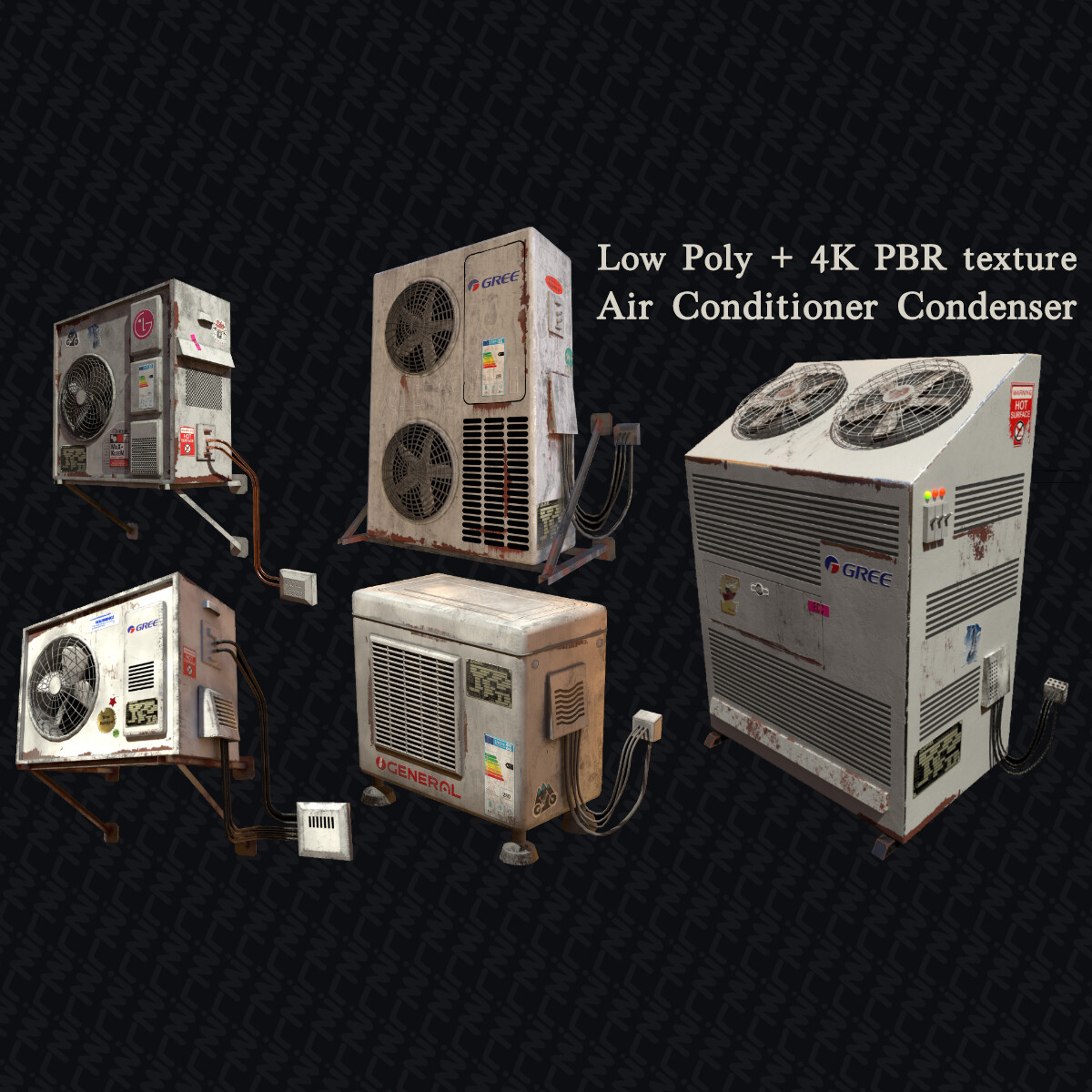 ArtStation - 5 Low Poly Air Conditioner Condenser (city props2) with 4K ...