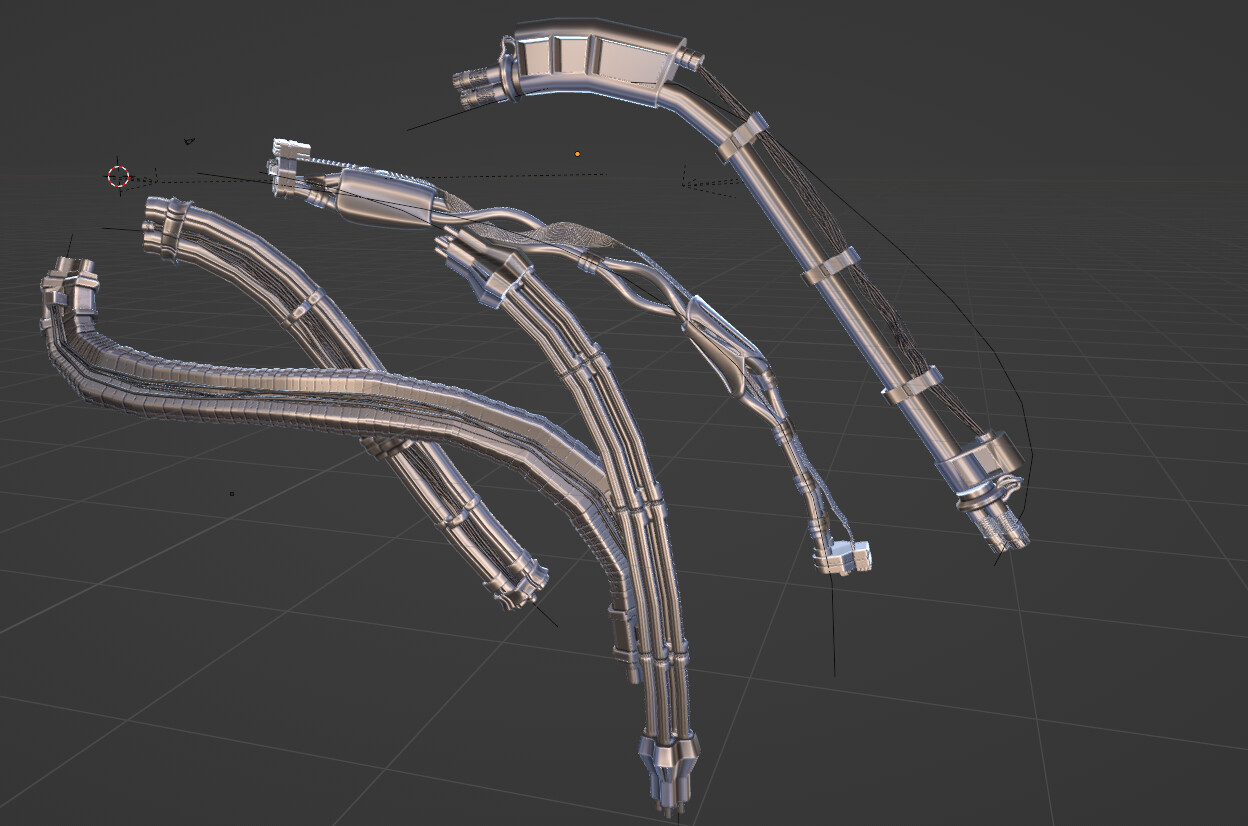 ArtStation - Hardsurface Sci-Fi Cables Kitbash Set ( Editable With Curve Modifier ) Blend & Obj