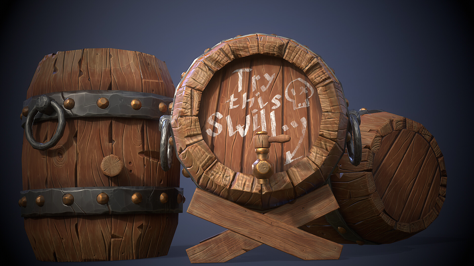 ArtStation - Stylized Wood Barrel with Swill