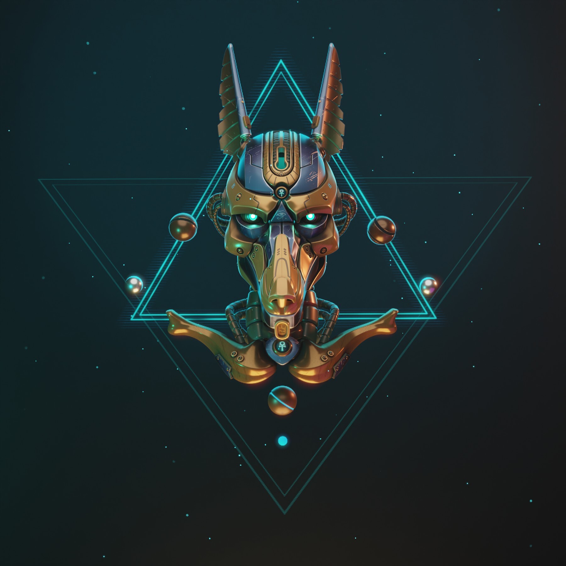 ArtStation - 2D to 3D Anubis_cyber_mask