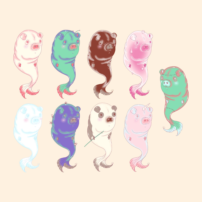 ArtStation - The Fish Pigs - Fish Pig types