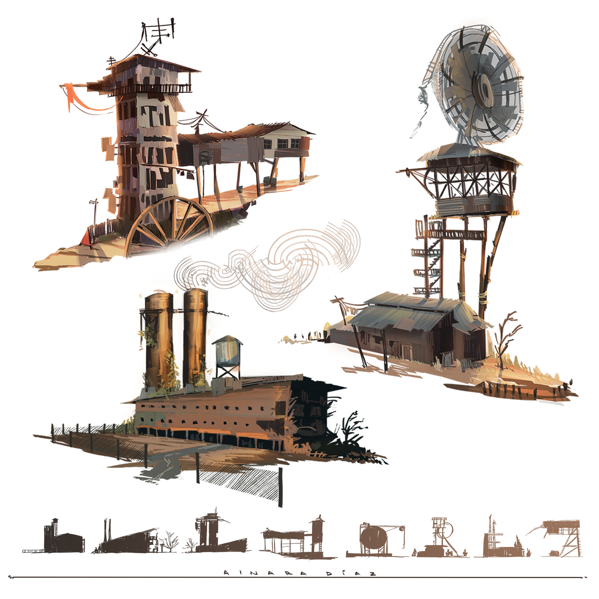 ArtStation - Abandoned buildings concept sketches
