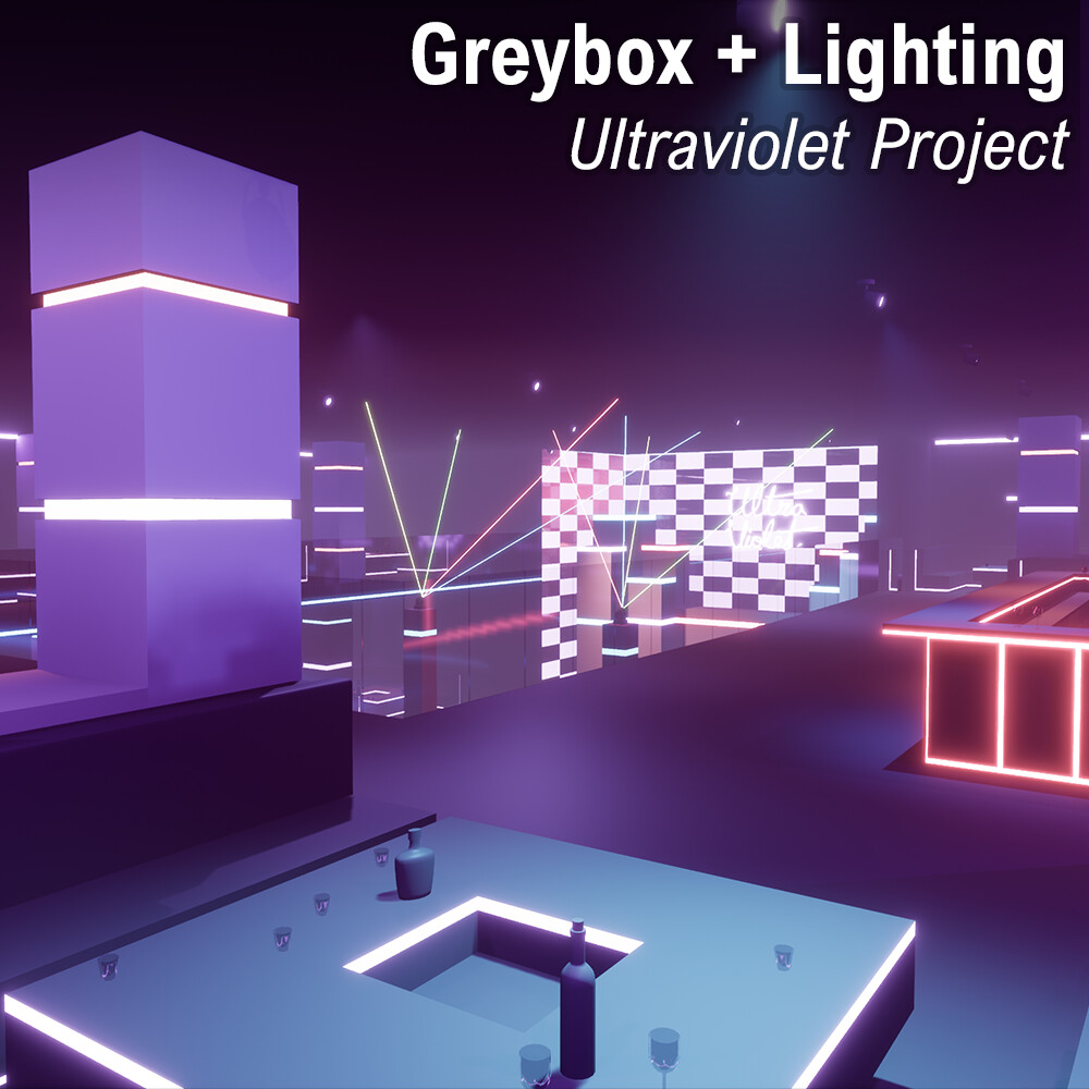 ArtStation - UltraViolet Nightclub Greybox + Asset WIP