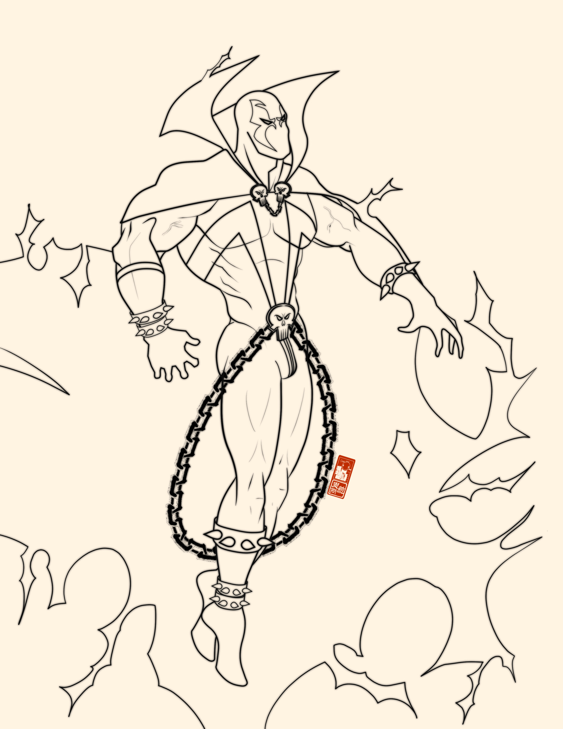 ArtStation - Spawn Line Drawing and Colored