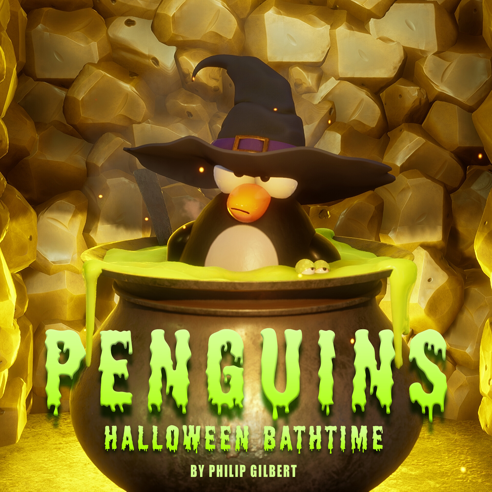 ArtStation - Penguins Halloween Bath Time