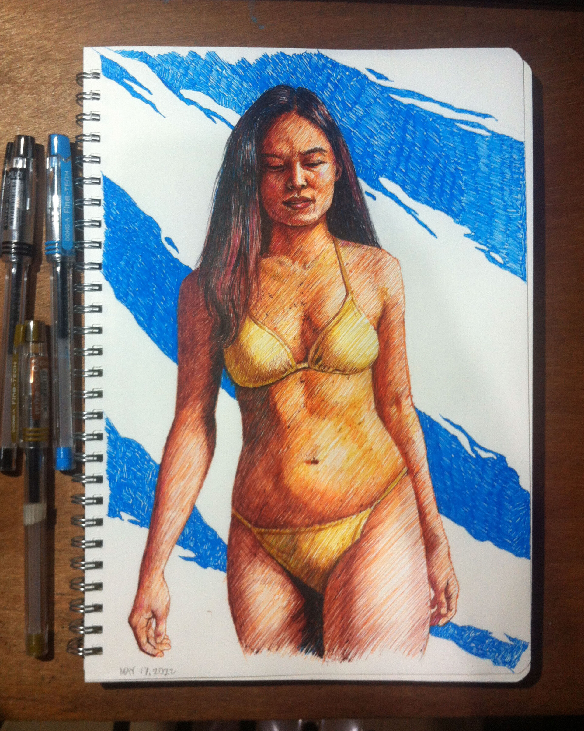 ArtStation - Pen and Ink portrait illustration (Color pen)