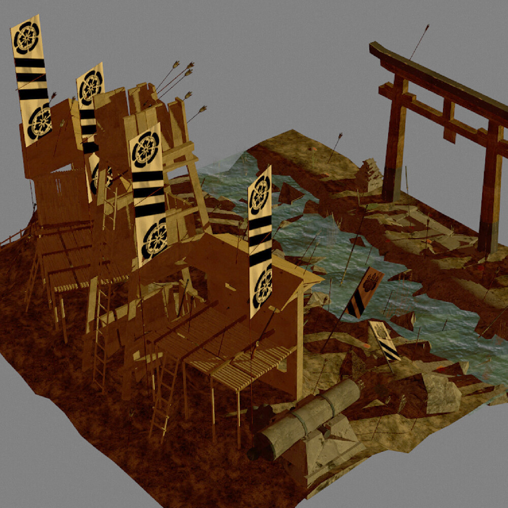 Jordan Fridie - Siege of Osaka Castle - 3D Modular Diorama (Maya)