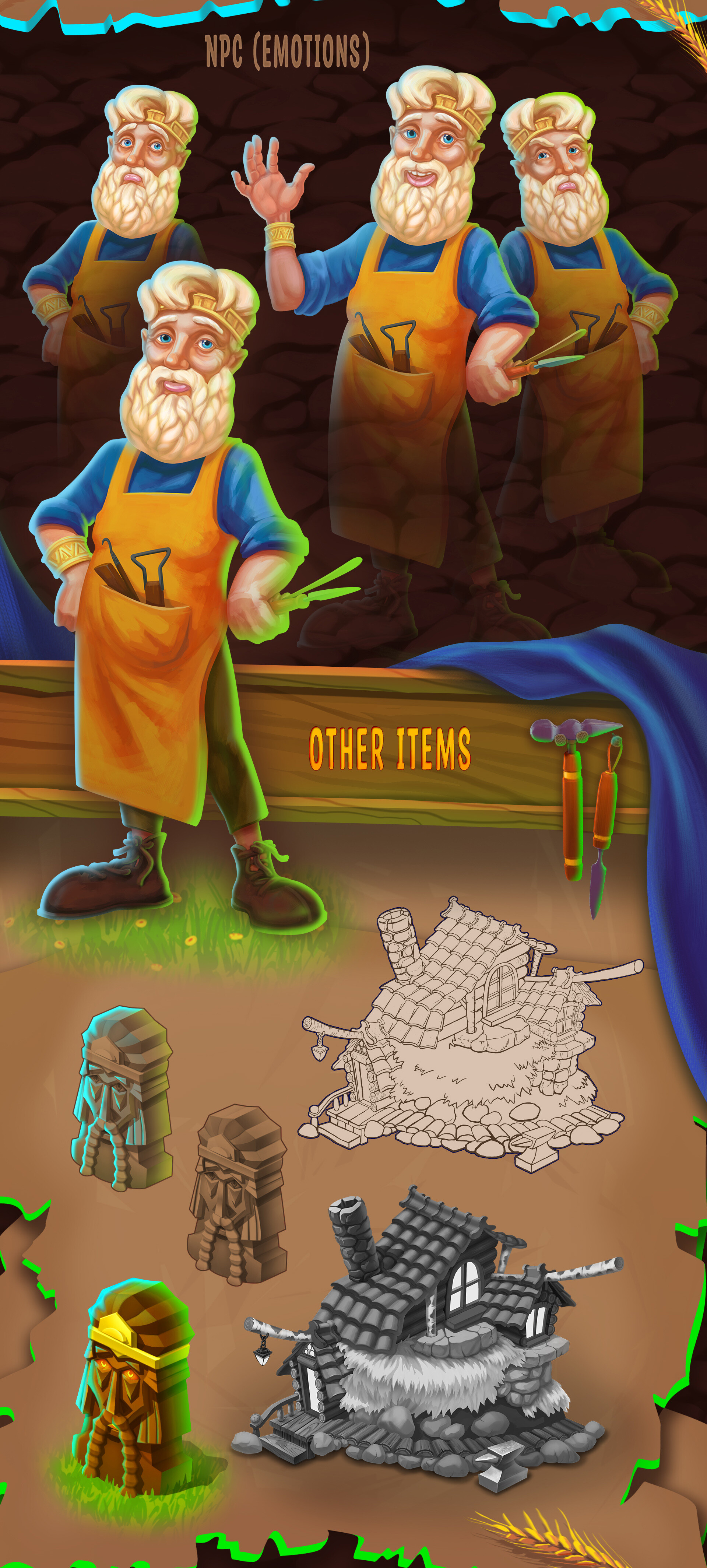 ArtStation - Not playing character (NPC) emotions. And isometric props ...