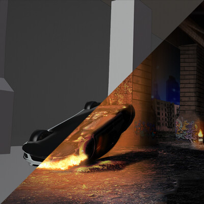 ArtStation - 3D to 2D - The Car Crash - A Blender Background