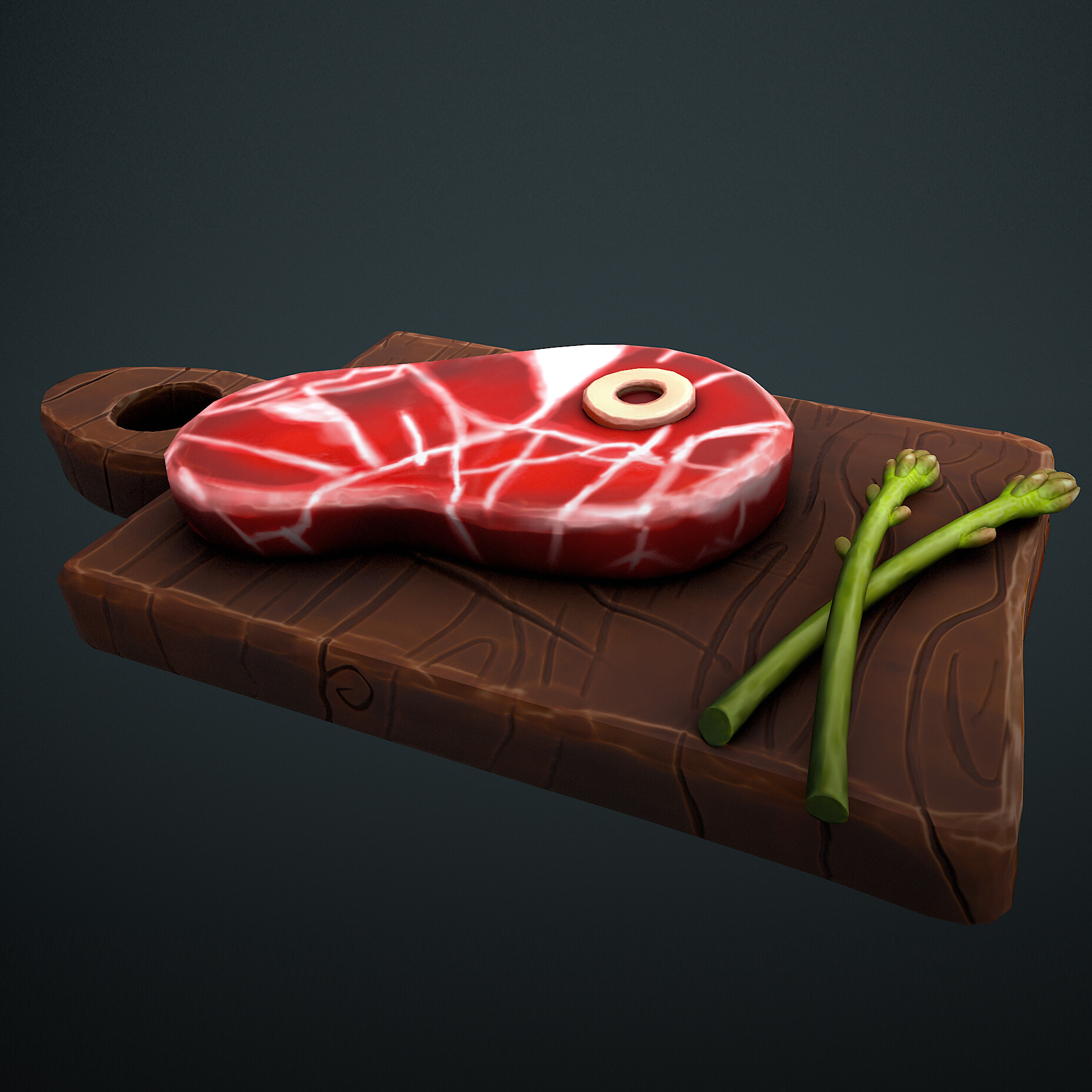 ArtStation - Stylized Raw Steak and Asparagus