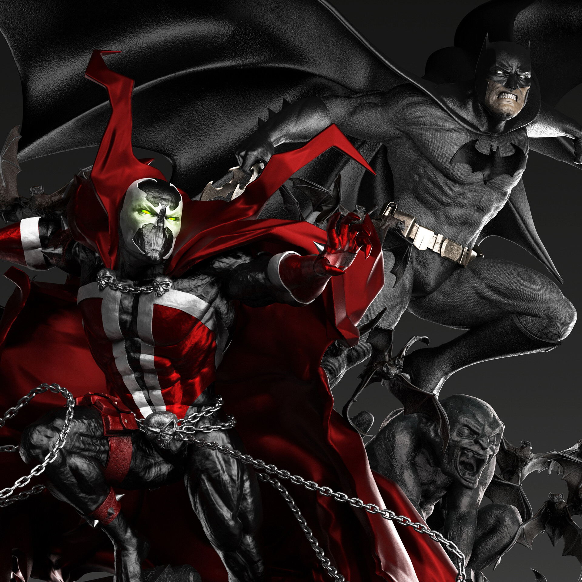 ArtStation - -Spawn & Batman- Diorama