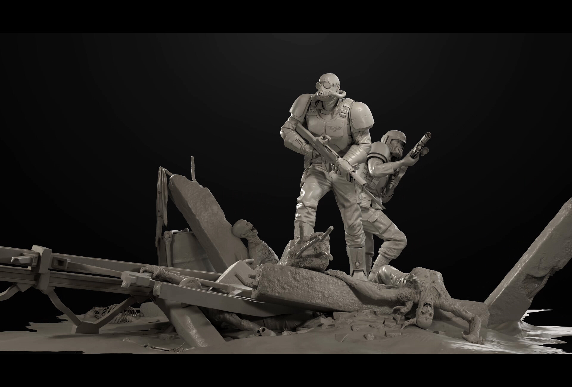 ArtStation - Knee deep in the dead - Warhammer 40k Guardsmen