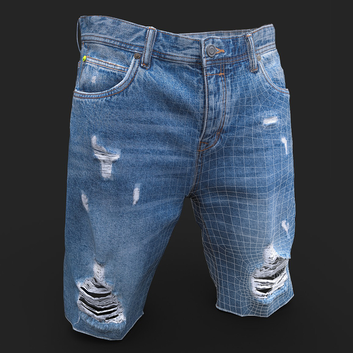 ArtStation - Ripped Denim Shorts - Streetwear Fashion 3D model