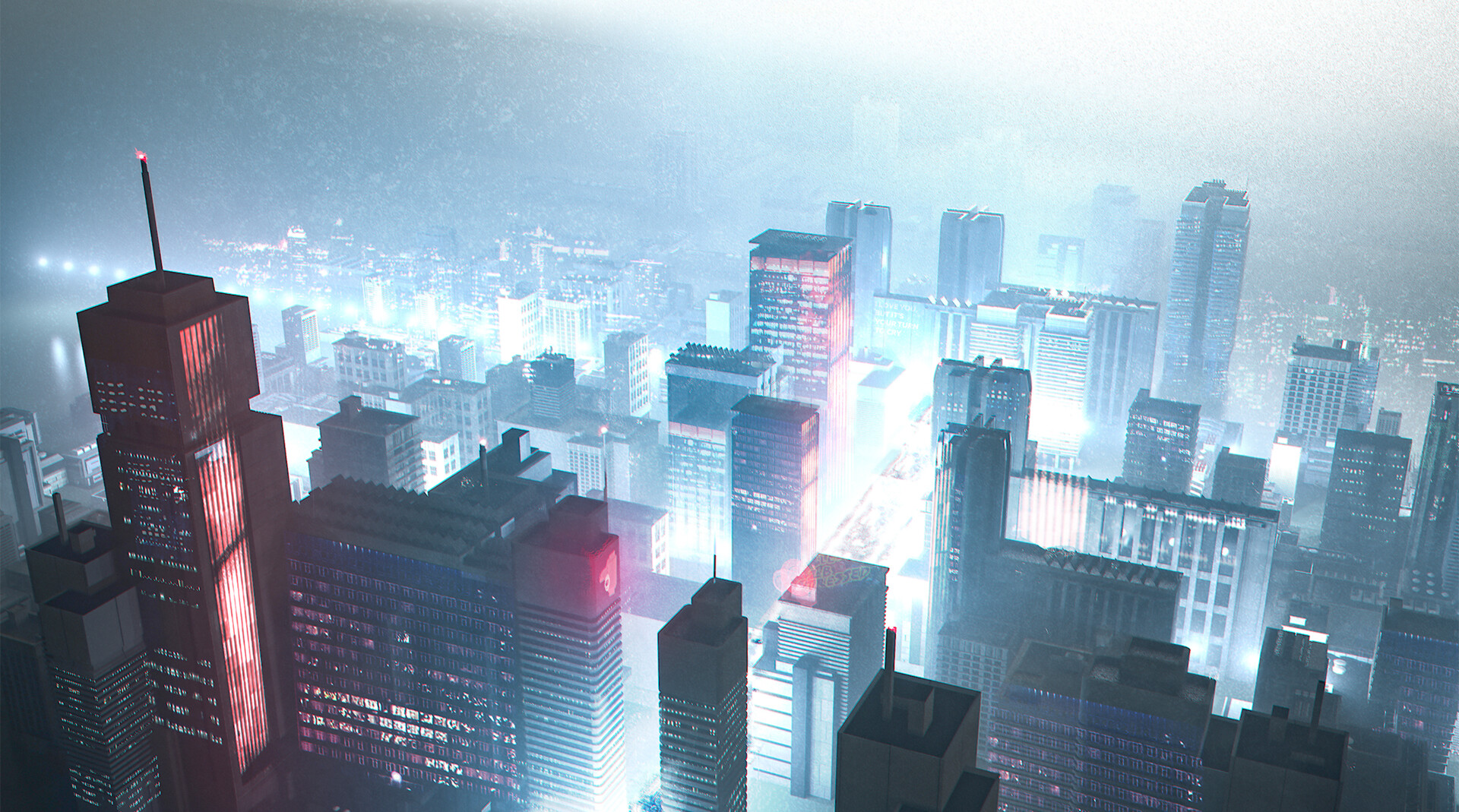 ArtStation - Roofs and lights of the night city