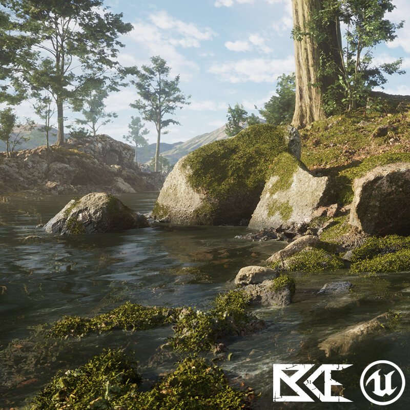 ArtStation - River Shore - Realistic Moss Study