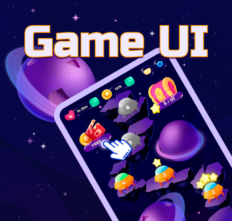 ArtStation - Casual Space Game UI Pack / Mobile GUI