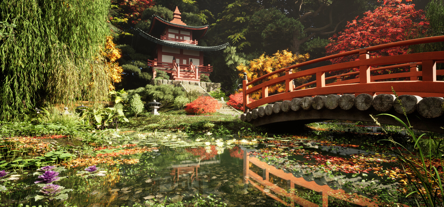 ArtStation - Vibrant Colors of Japanese Garden. A big 3D Environment ...