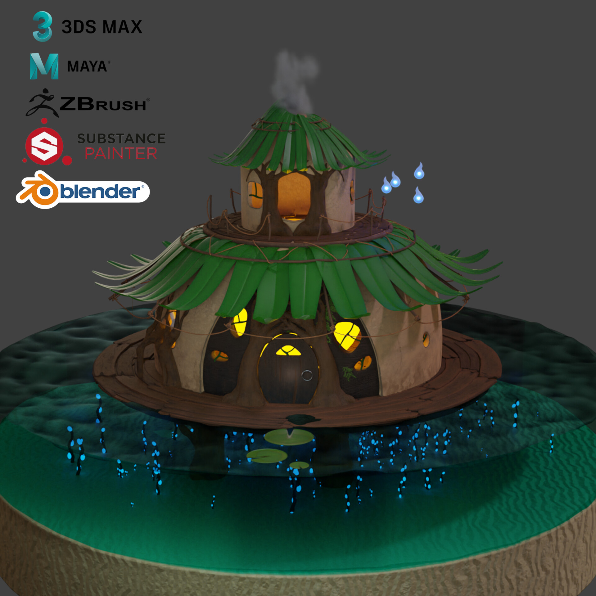 ArtStation - Stylized swamp octopus house - DIORAMA-