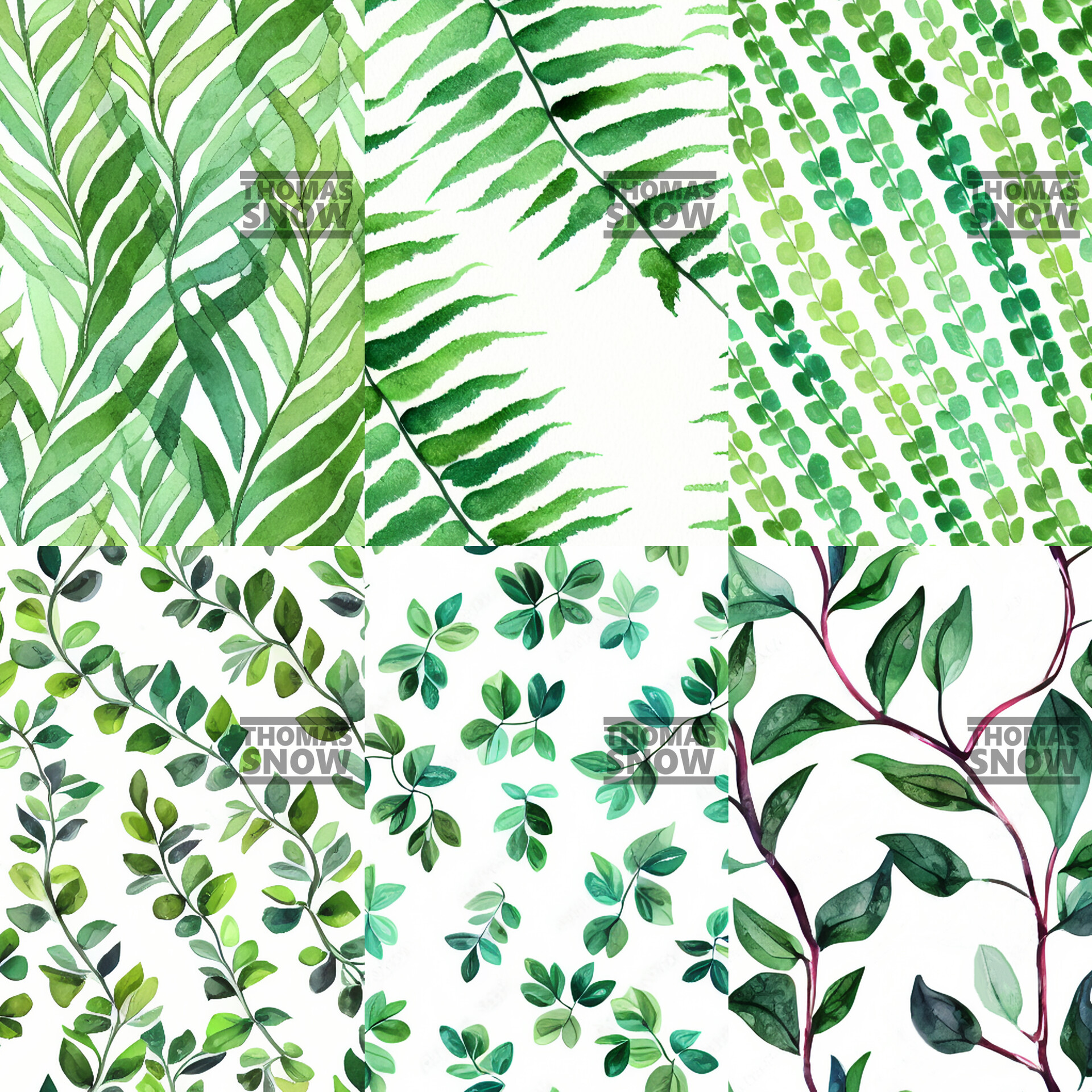 Thomas Snow - "Ferns and vines" seamless pattern collection