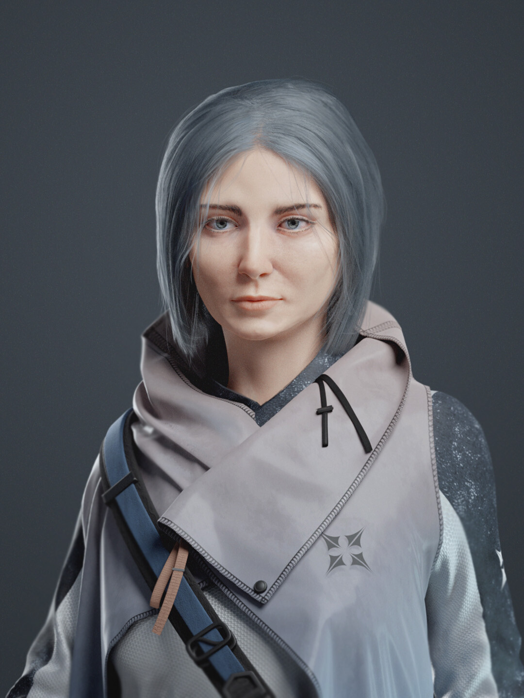 ArtStation - Girl in grey with grey hair