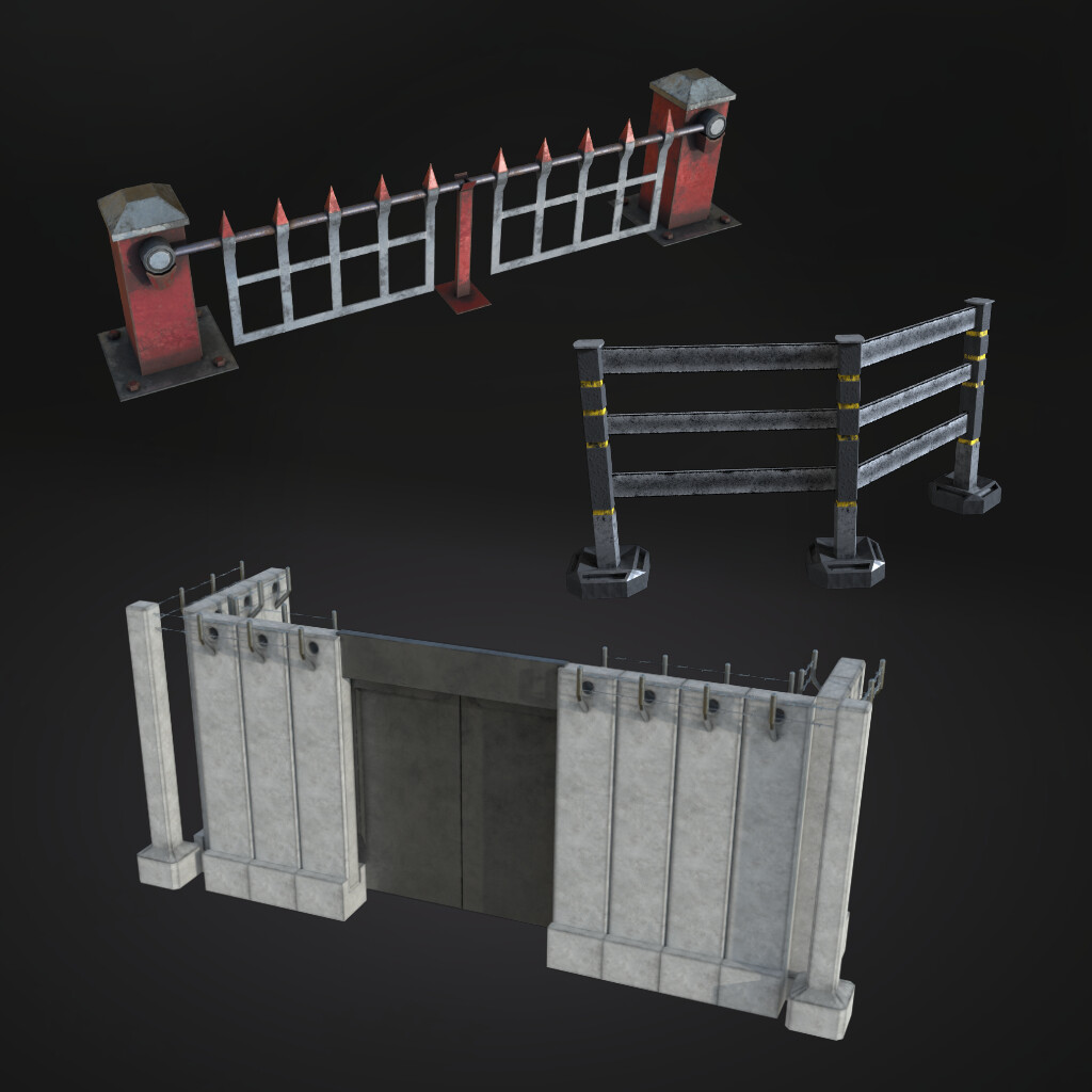 ArtStation - Parking barrier gates and fences