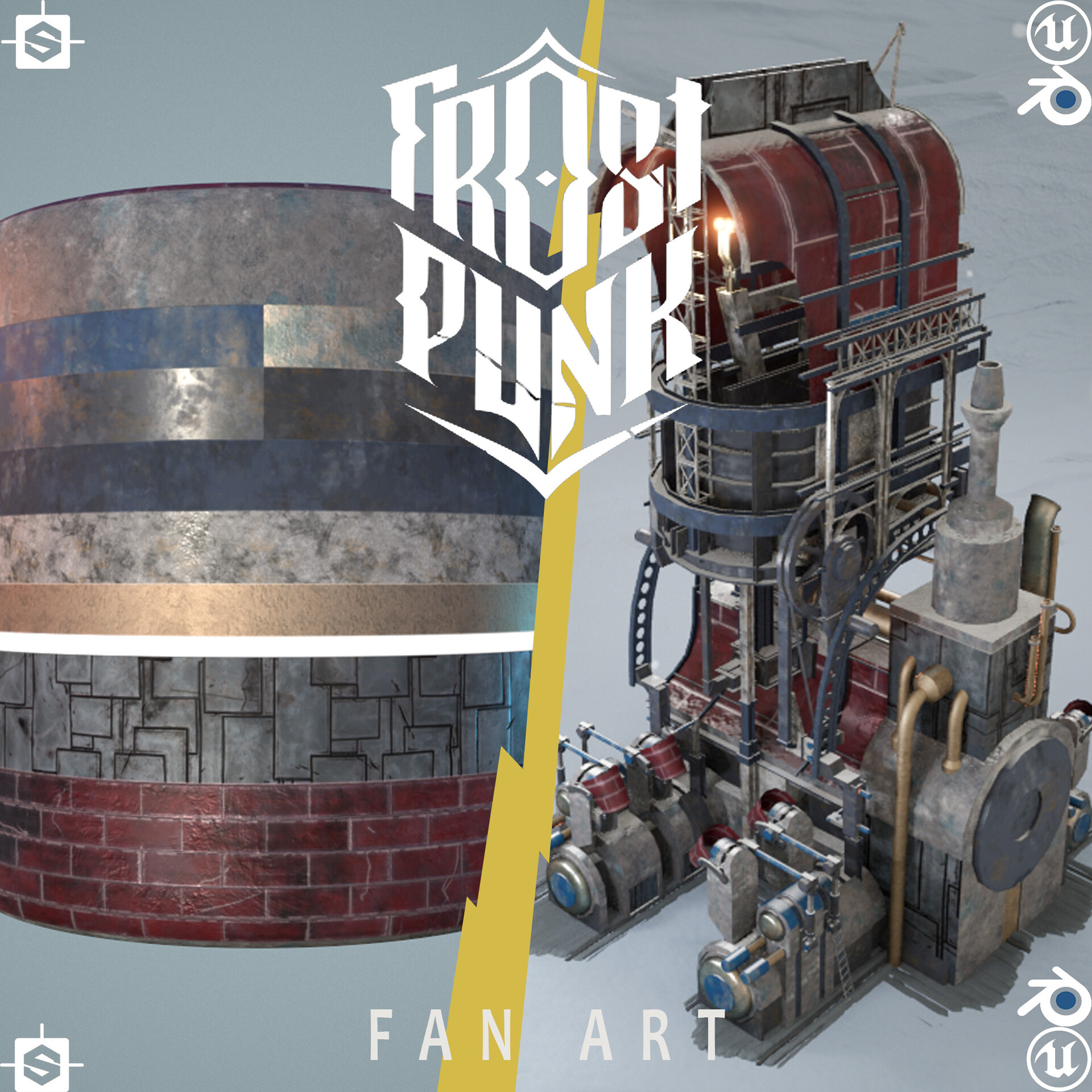 ArtStation - FrostPunk FanArt - TrimSheet & Building