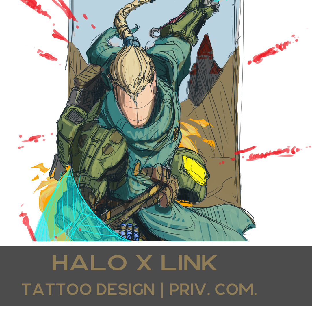 ArtStation - HALO x LINK | Tattoo Design |Private Commission