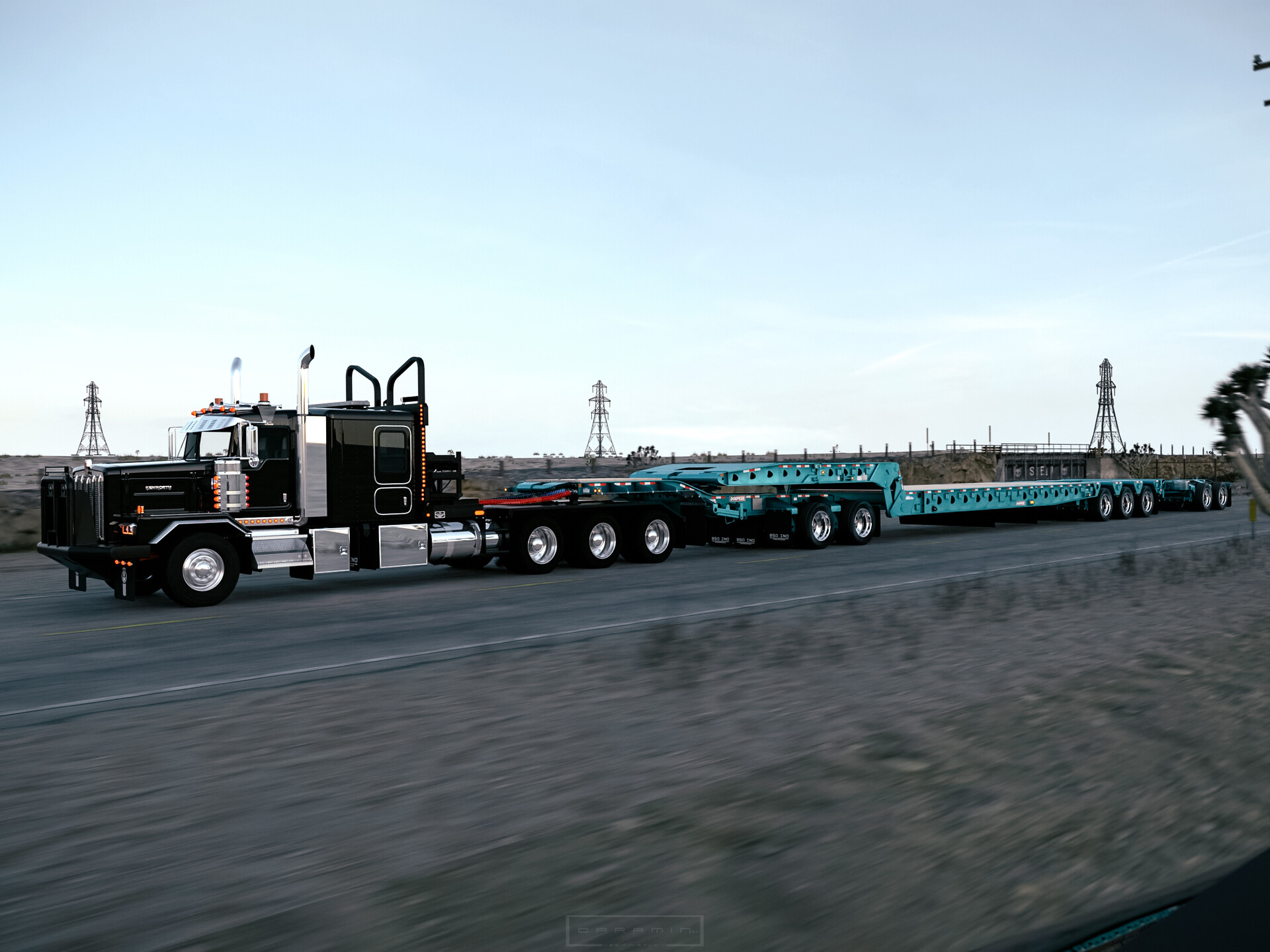 ArtStation - Doepker 65T Scissorneck Heavy Haul Combo