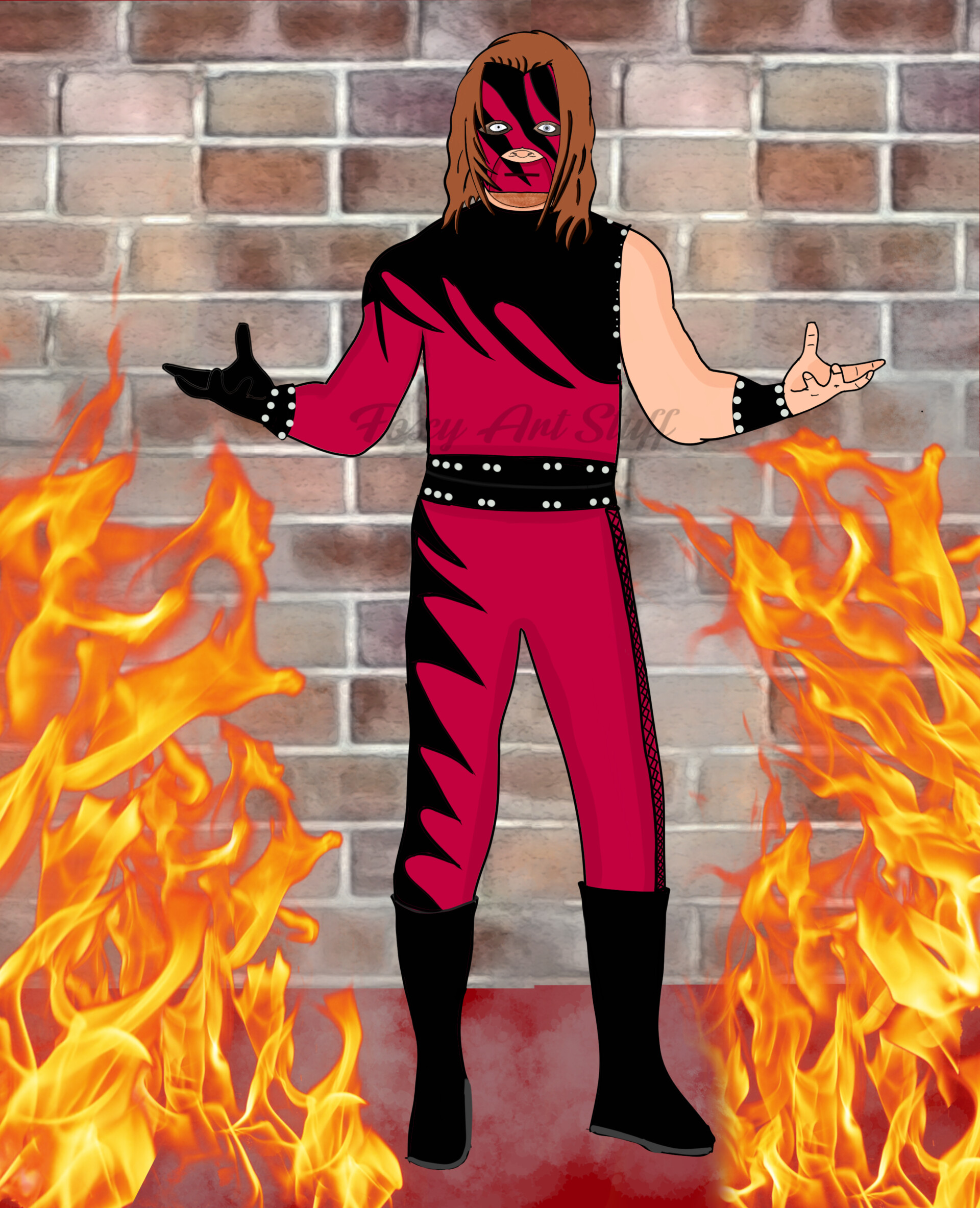 ArtStation - My Drawing of WWE Big Red Machine Kane (1997)