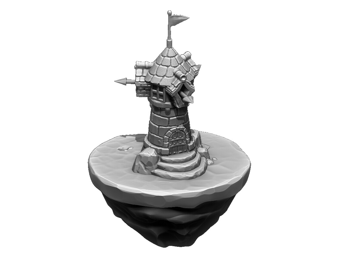 ArtStation - Warcraft 3 Guard Tower - High Poly Sculpt / Retopo