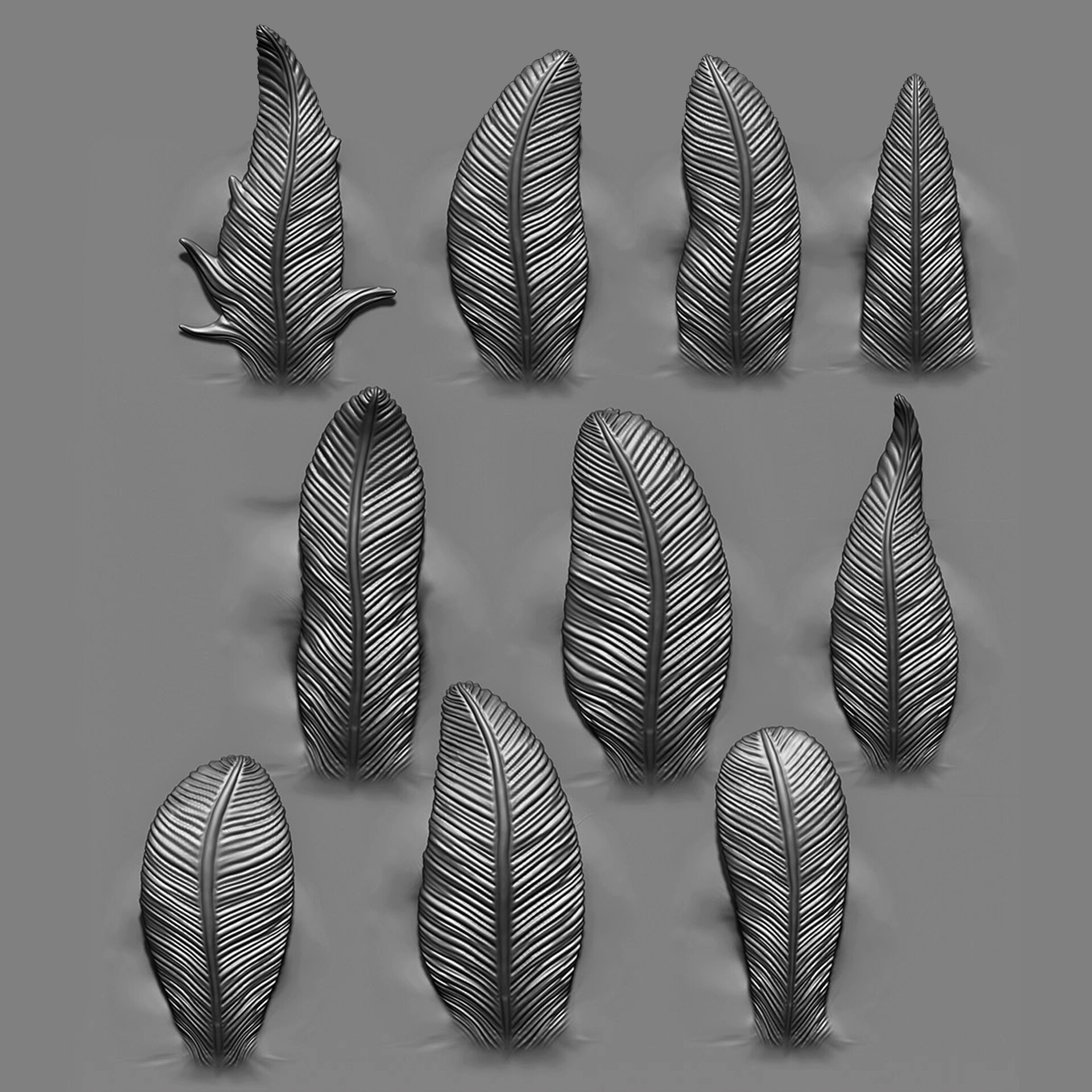 ArtStation - 64 VDM Feather Brushes for ZBrush
