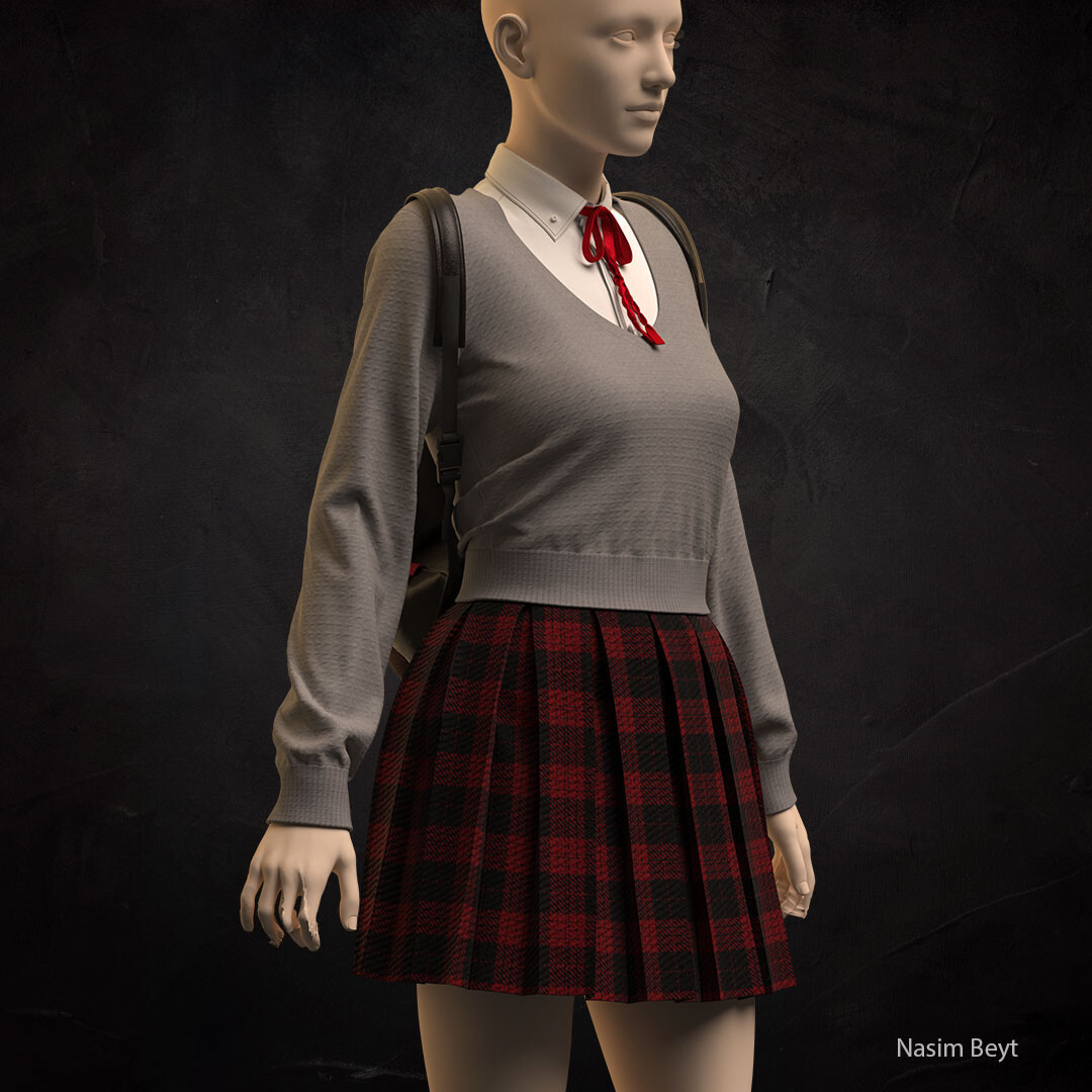 ArtStation - SCHOOL UNIFORM with BAG & SHOES PACK with TEXTURES (VOL.03 ...