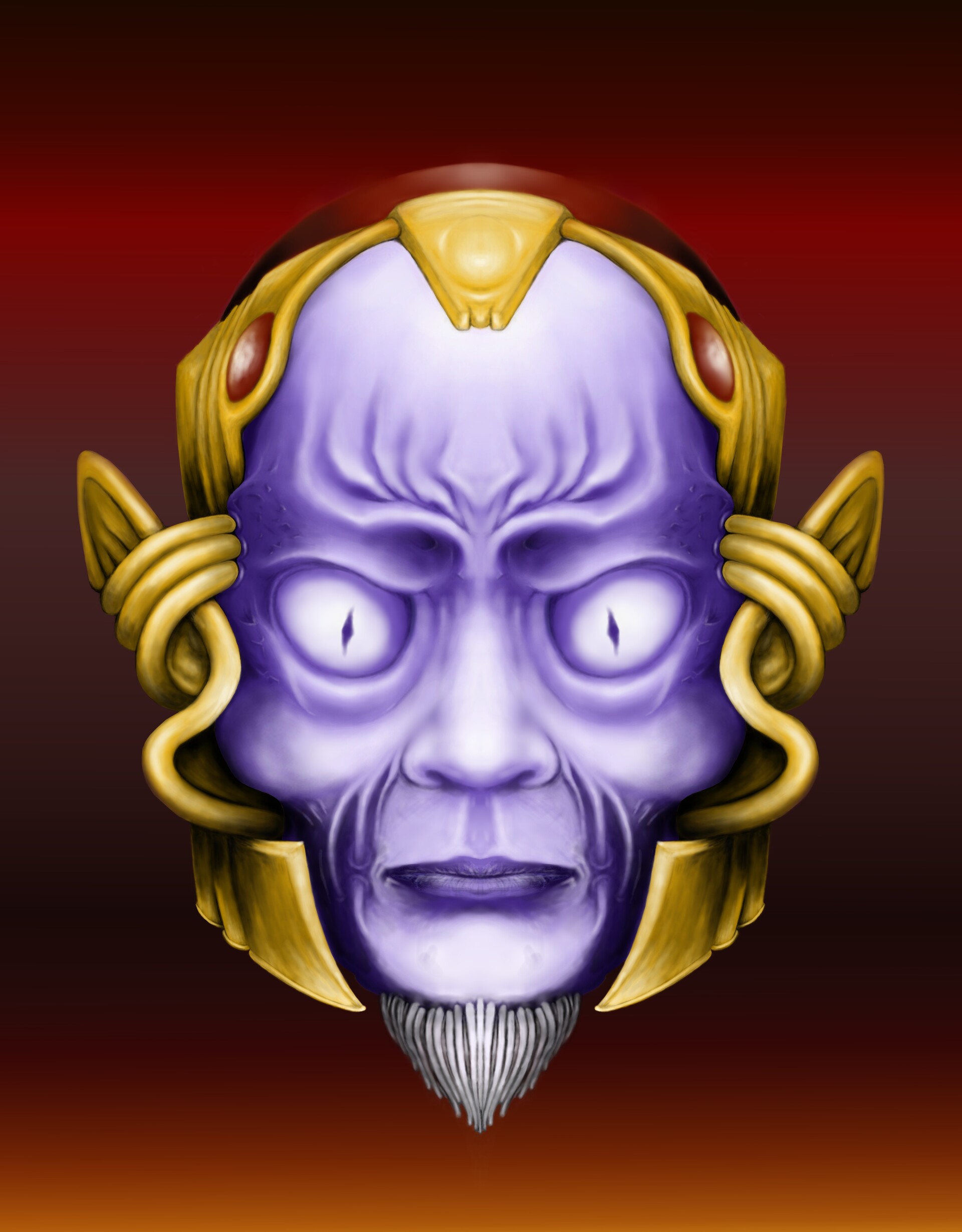 ArtStation - purple gold plated demon mask