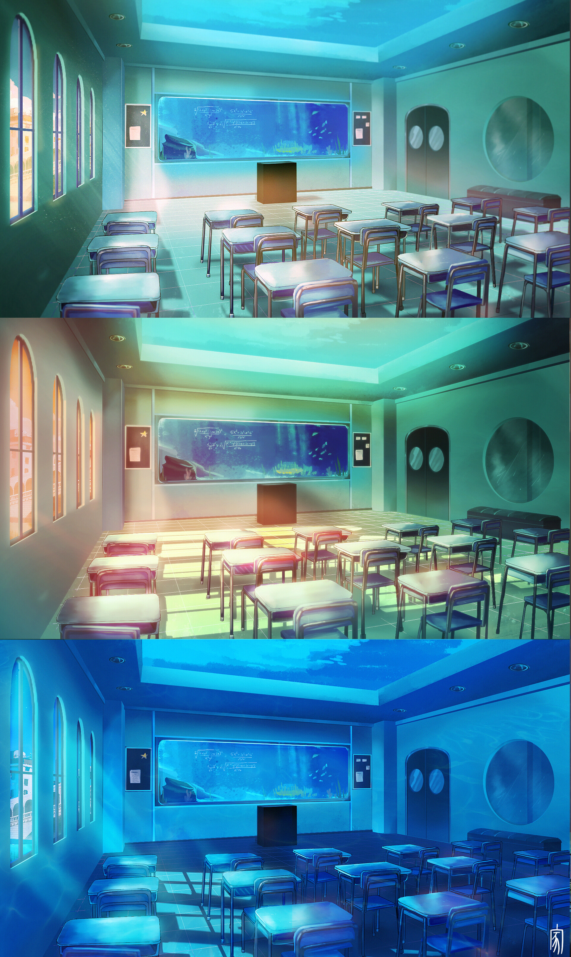 ArtStation - Water town - classroom