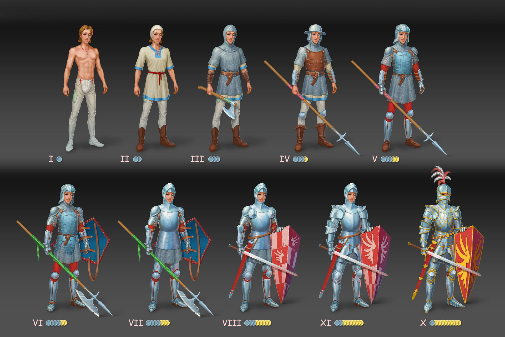 ArtStation - Knight coin upgrades in game