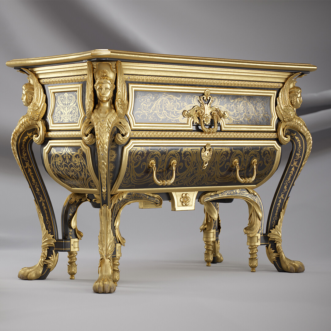 ArtStation - A Commode made by André-Charles Boulle (1710)
