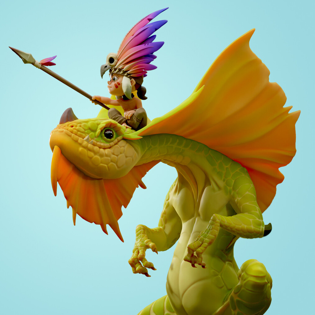 ArtStation - Dragon Rider 3D cartoon character in Blender