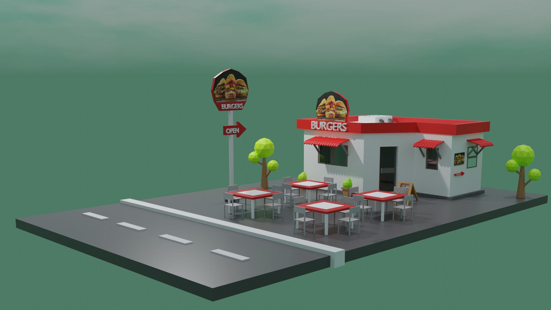 ArtStation - 3D Burger Cafe Modeling