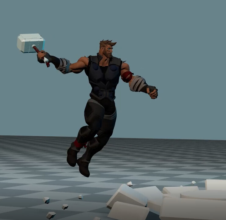 ArtStation - iAnimate.net GW1 Attack - Thor Hammer Throw and Jump