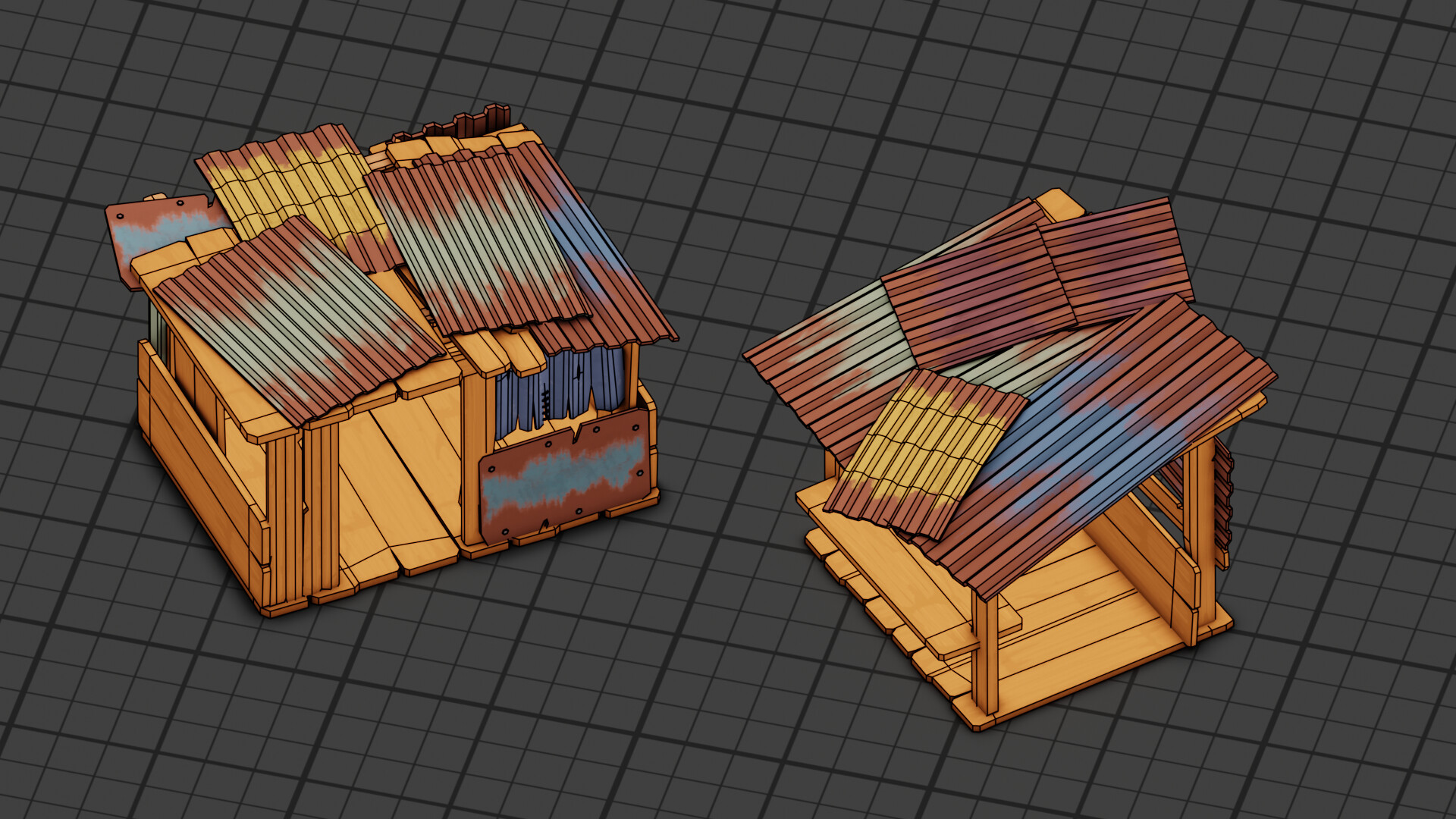 ArtStation - Stylized procedural post apocalyptic building.