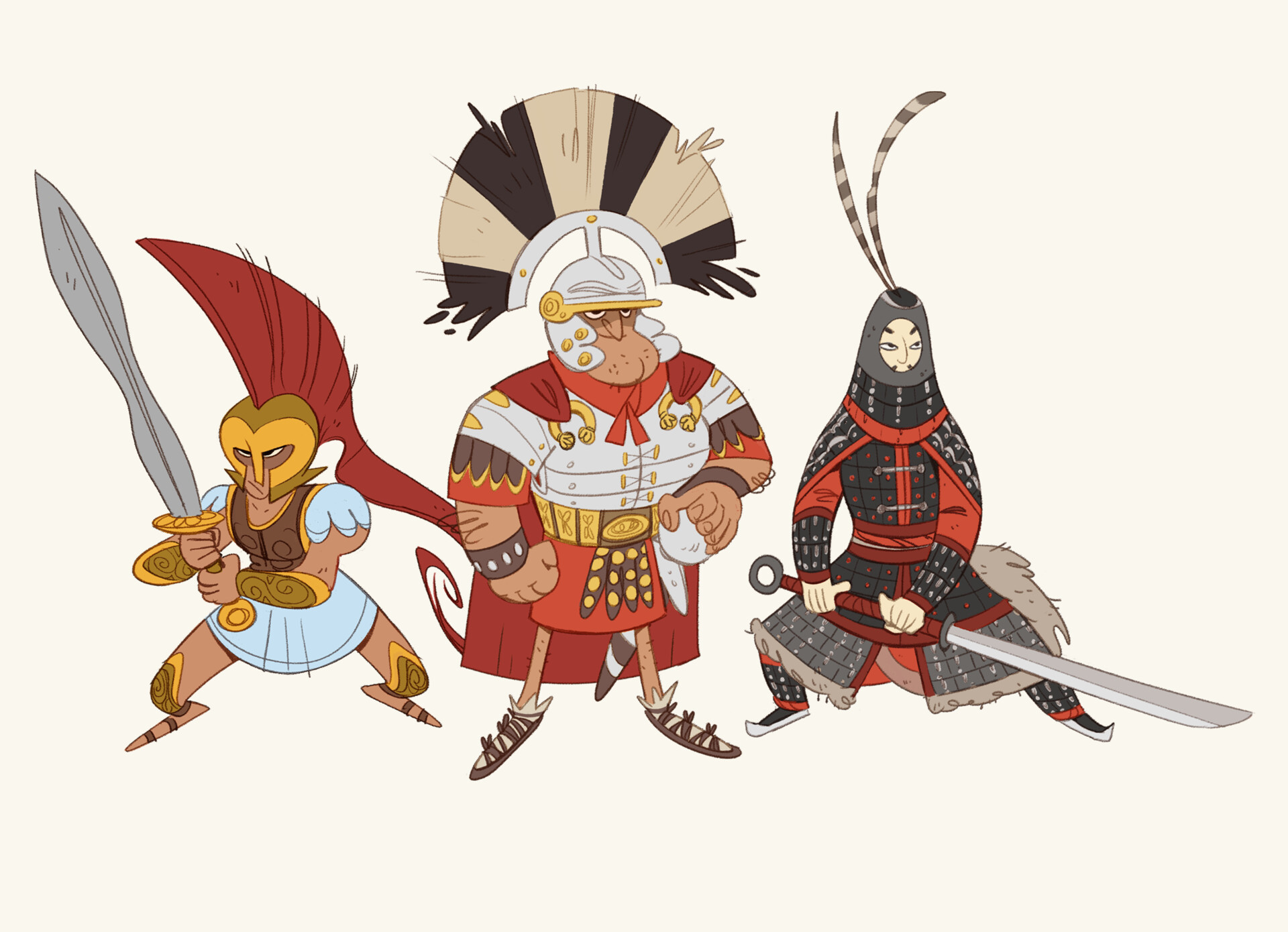 ArtStation - Ancient warriors _ character design flats