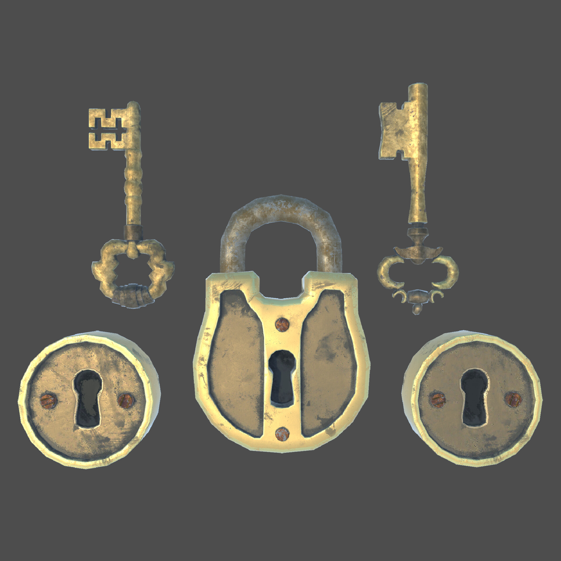 ArtStation - 3D Ancient Lock And Keys