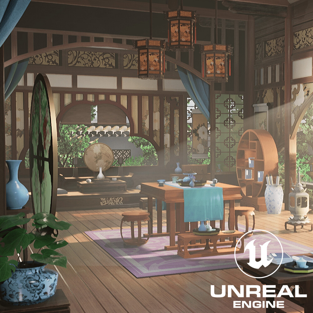 ArtStation - Game environment - 古风茶室 Ancient Chinese Room