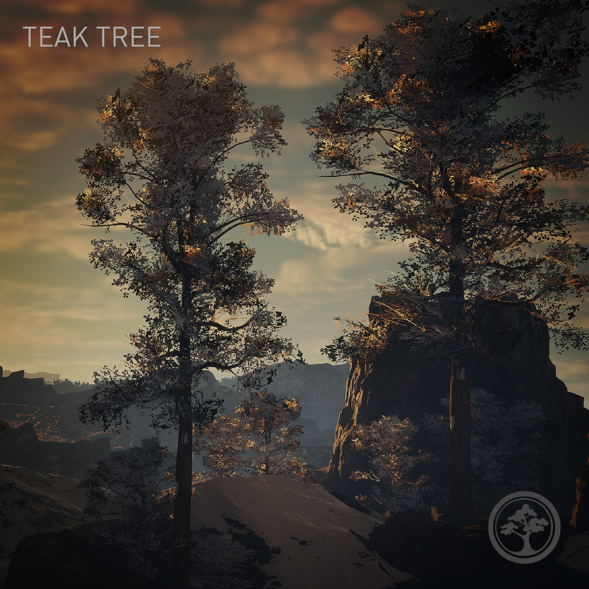 ArtStation - Teak Tree - Game ready 3D model