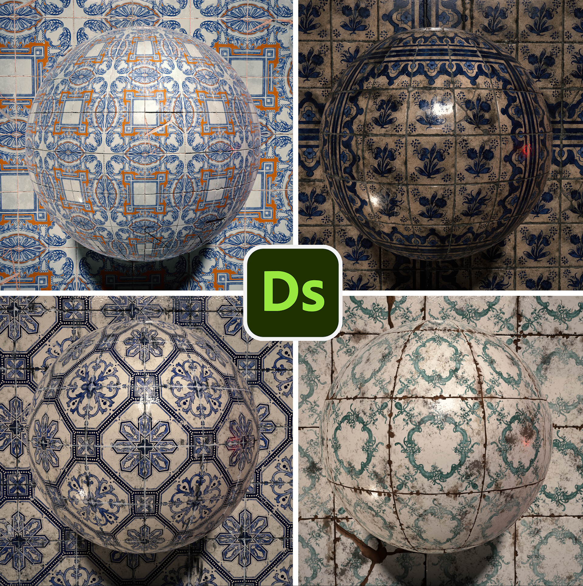 ArtStation - Portuguese Tiles (Lisbon based) 8 tiles pack